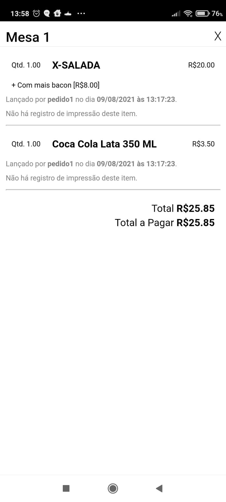 Sistema de comanda digital para restaurantes, bares e lanchonetes